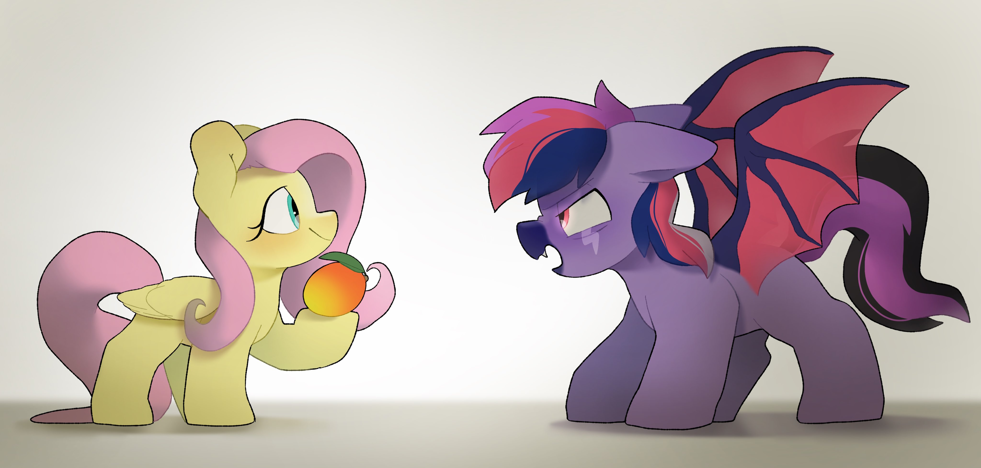 #3290645 - safe, artist:mochi_nation, fluttershy, oc, bat pony, pegasus ...