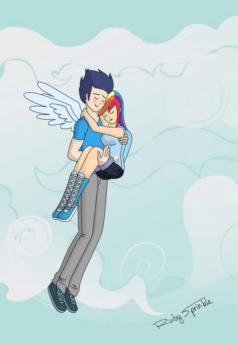 #3290752 - safe, artist:miissmanga, rainbow dash, soarin', human, g4 ...