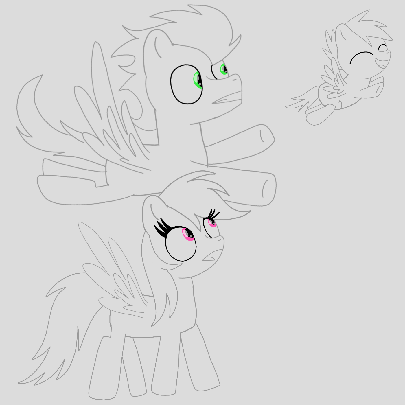 #3290901 - safe, artist:mrsdashskies, rainbow dash, soarin', oc, oc ...