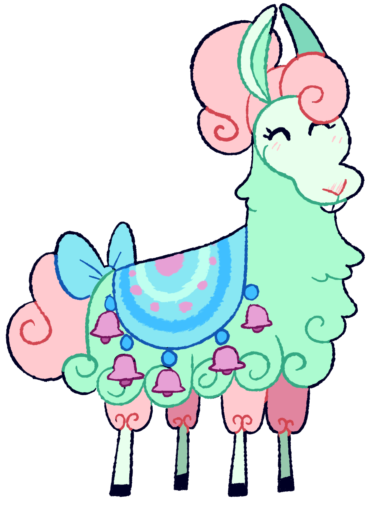 #3291757 - safe, artist:goatpaste, cha cha, llama, g1, bow, pony ...