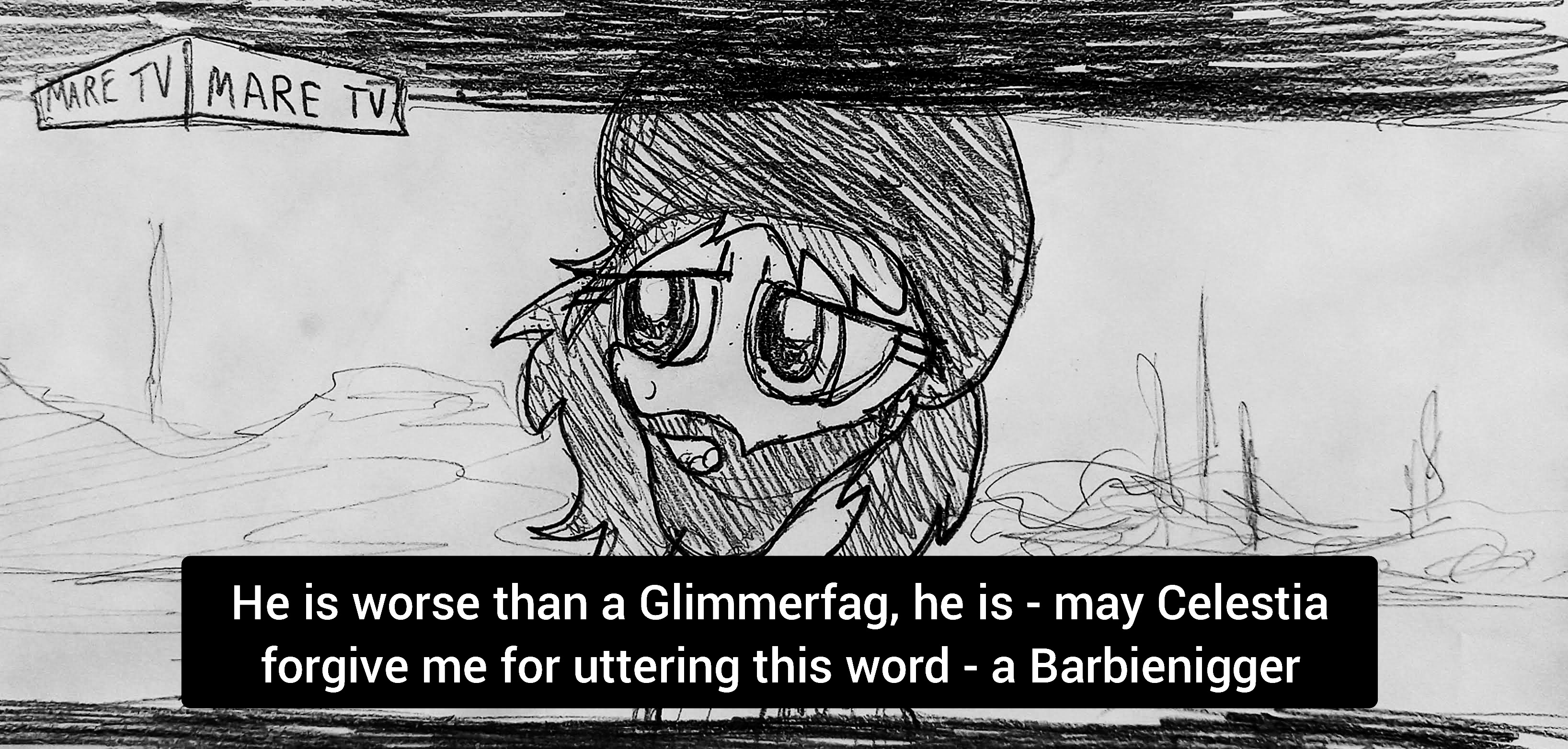 #3275028 - safe, artist:dhm, oc, oc:filly anon, pony, 4chan, beard ...