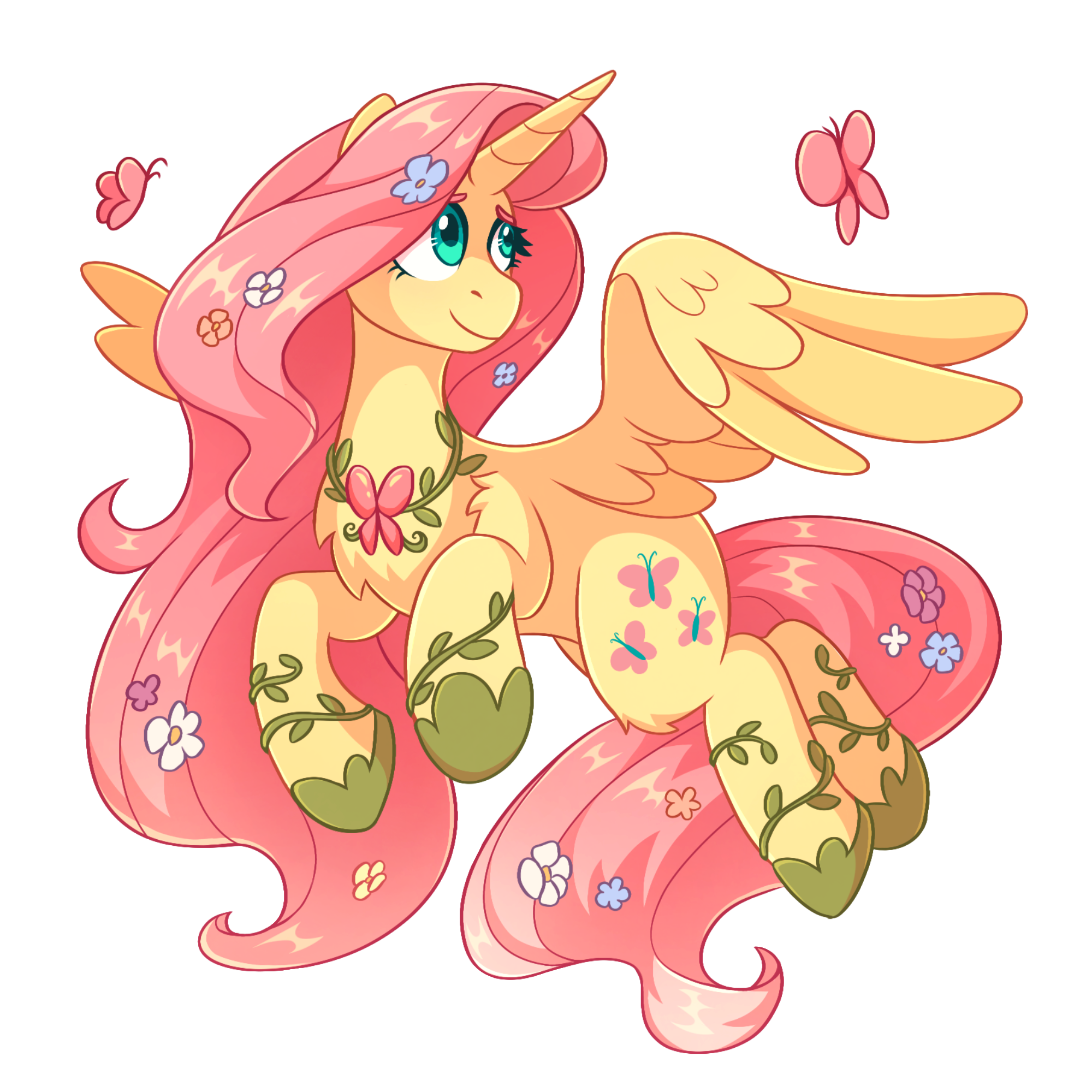 #3461279 - safe, artist:skysorbett, fluttershy, alicorn, butterfly ...