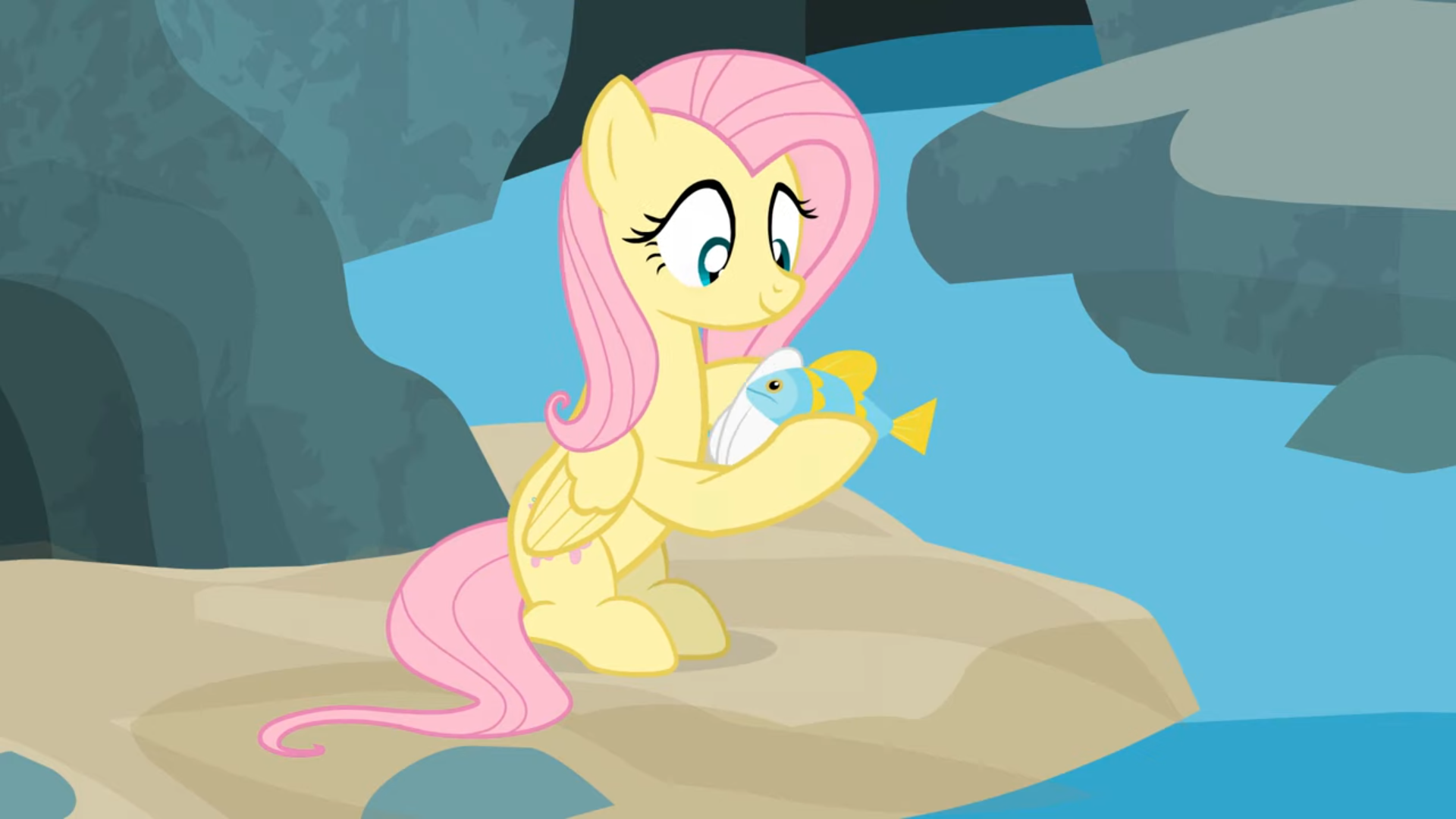 #3462076 - safe, artist:forgalorga, fluttershy, fish, pegasus, pony ...