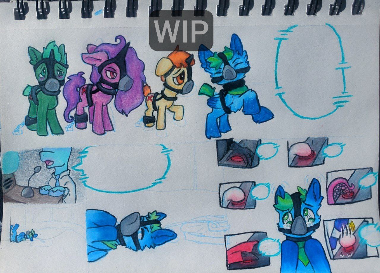 #3462274 - semi-grimdark, artist:puppofriendo, oc, oc only, oc:lucky day, pegasus, unicorn ...