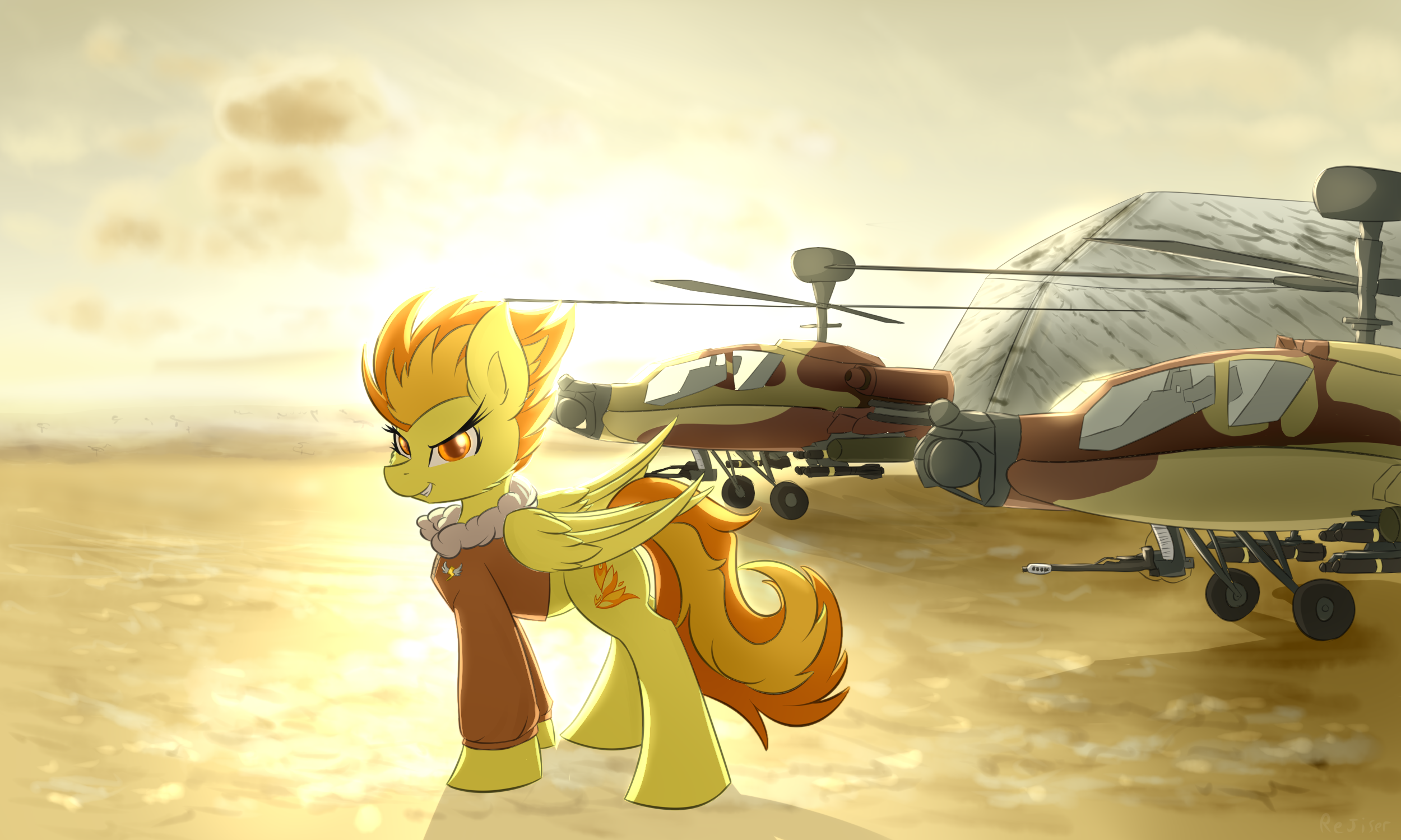 #3462496 - safe, artist:rejiser, spitfire, pegasus, pony, ah-64 apache ...