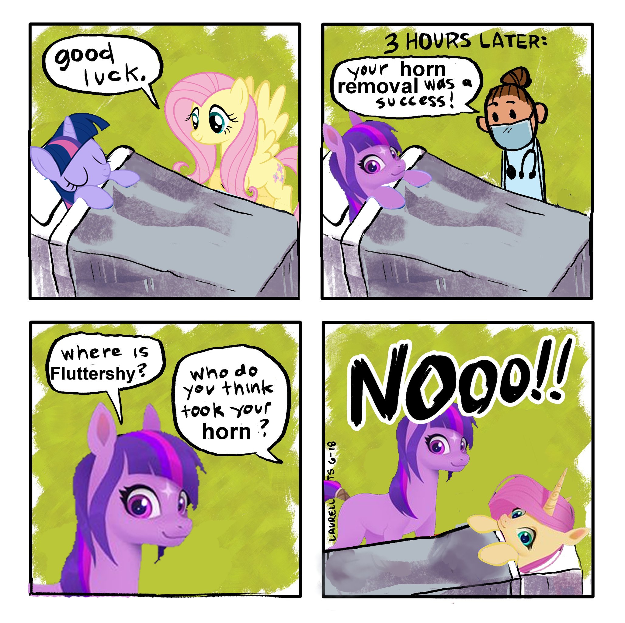 #3462584 - safe, artist:bizabizow, fluttershy, twilight sparkle, oc, oc ...