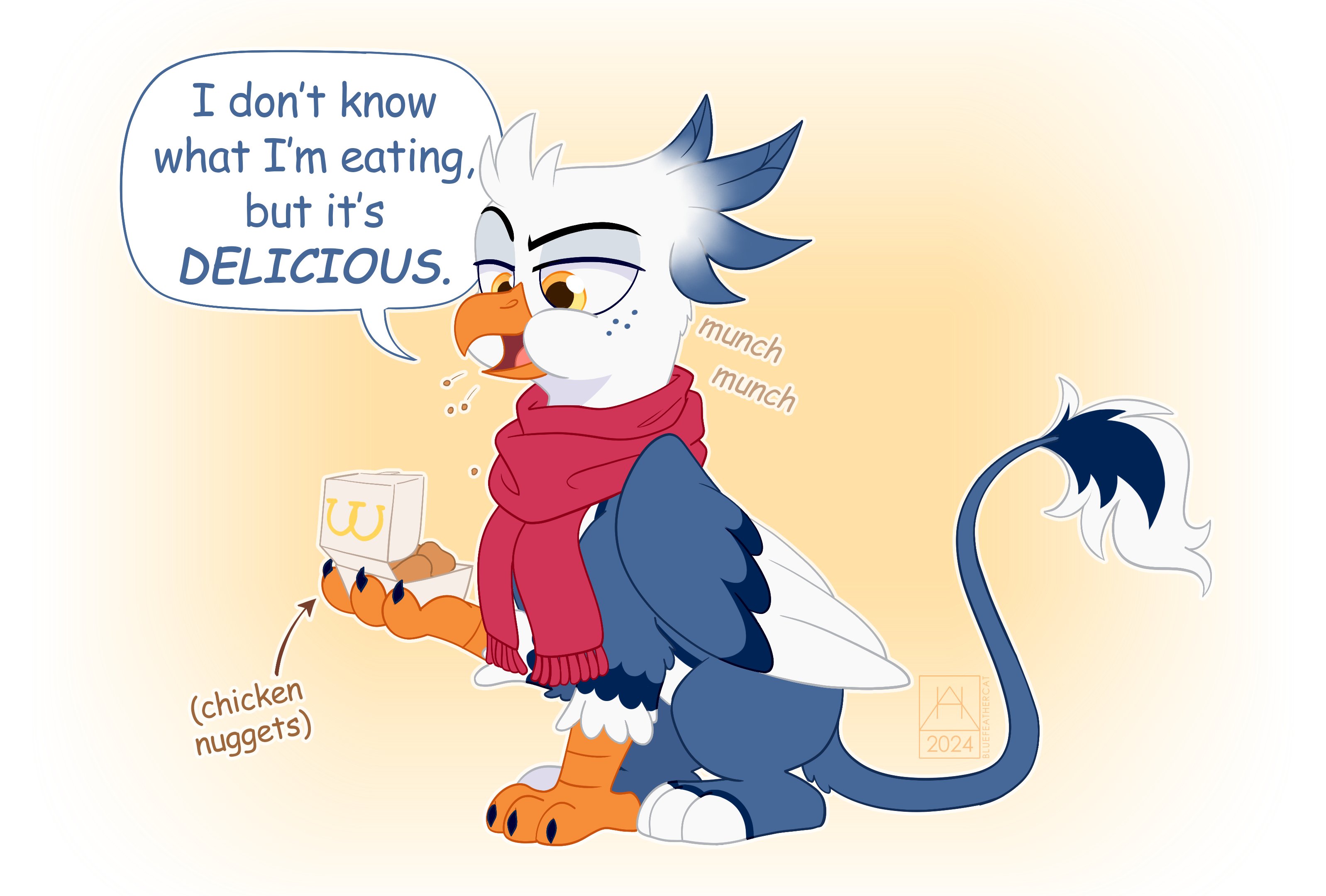 #3463164 - safe, artist:bluefeathercat, oc, griffon, blue feather ...