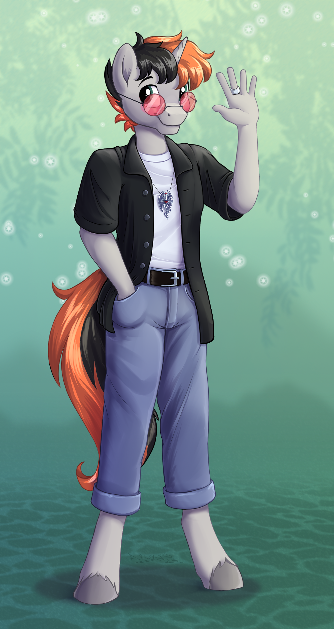 #3464050 - safe, artist:sirzi, oc, oc only, unicorn, anthro ...
