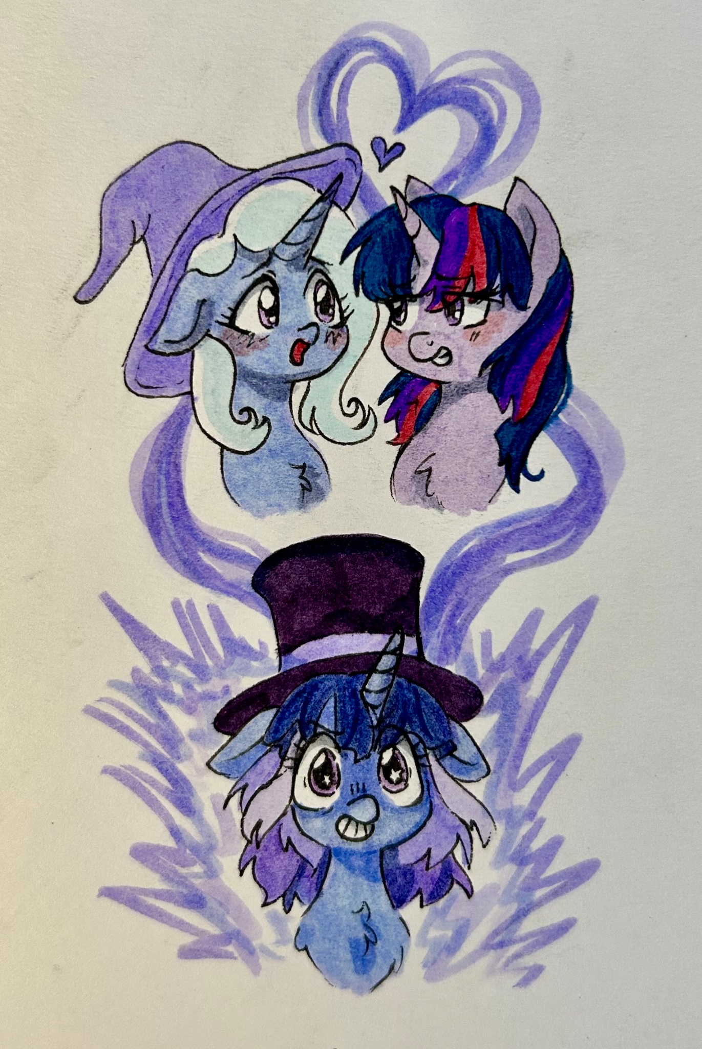 #3464312 - safe, artist:thefluffycat467, trixie, twilight sparkle, oc ...