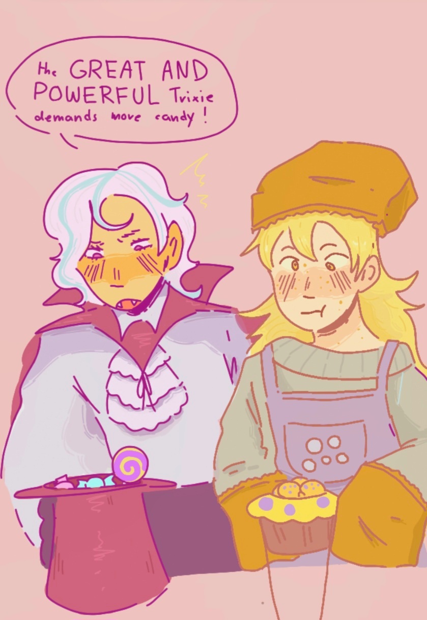 #3464945 - safe, artist:flutternutters, derpy hooves, trixie, human ...