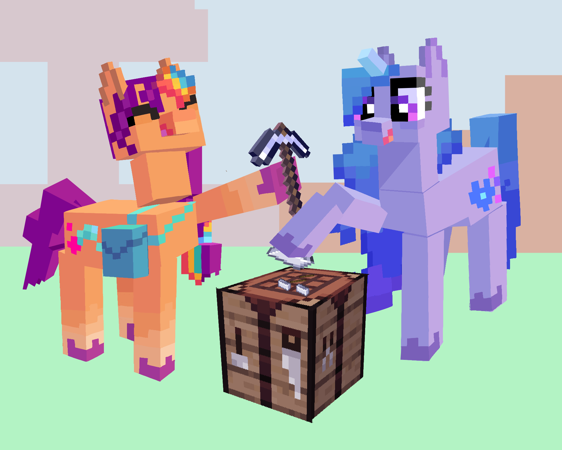 #3465103 - safe, artist:aztrial, izzy moonbow, sunny starscout, earth ...