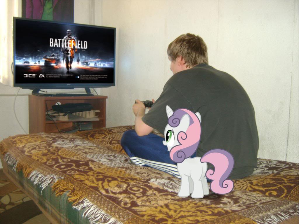 #3467532 - safe, sweetie belle, human, pony, g4, battlefield 3, blank ...