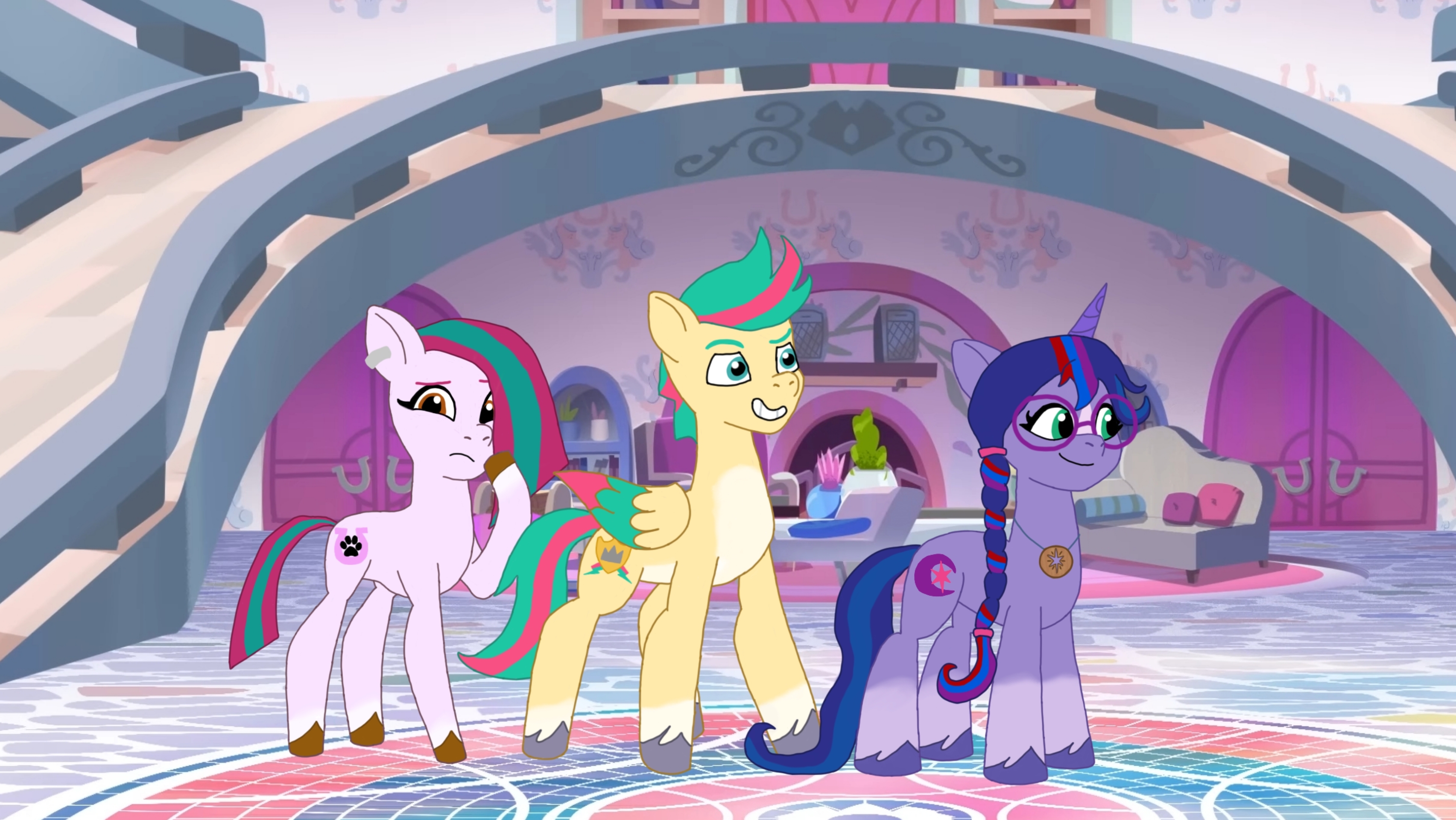 #3468284 - safe, artist:shucku, oc, oc:blitz wing, oc:dusk sparkle, oc ...