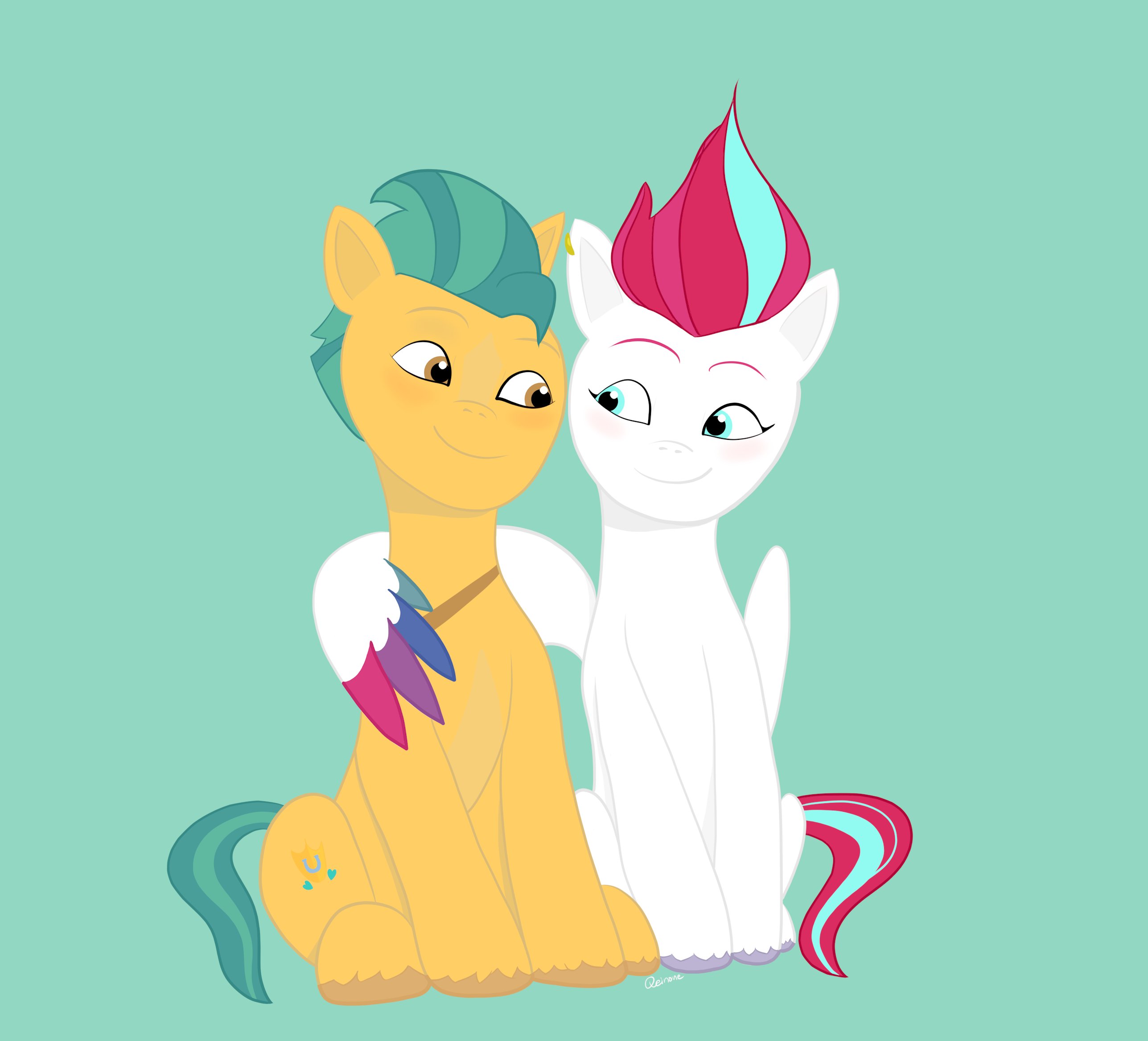 #3470286 - safe, artist:qeinone, hitch trailblazer, zipp storm, earth ...