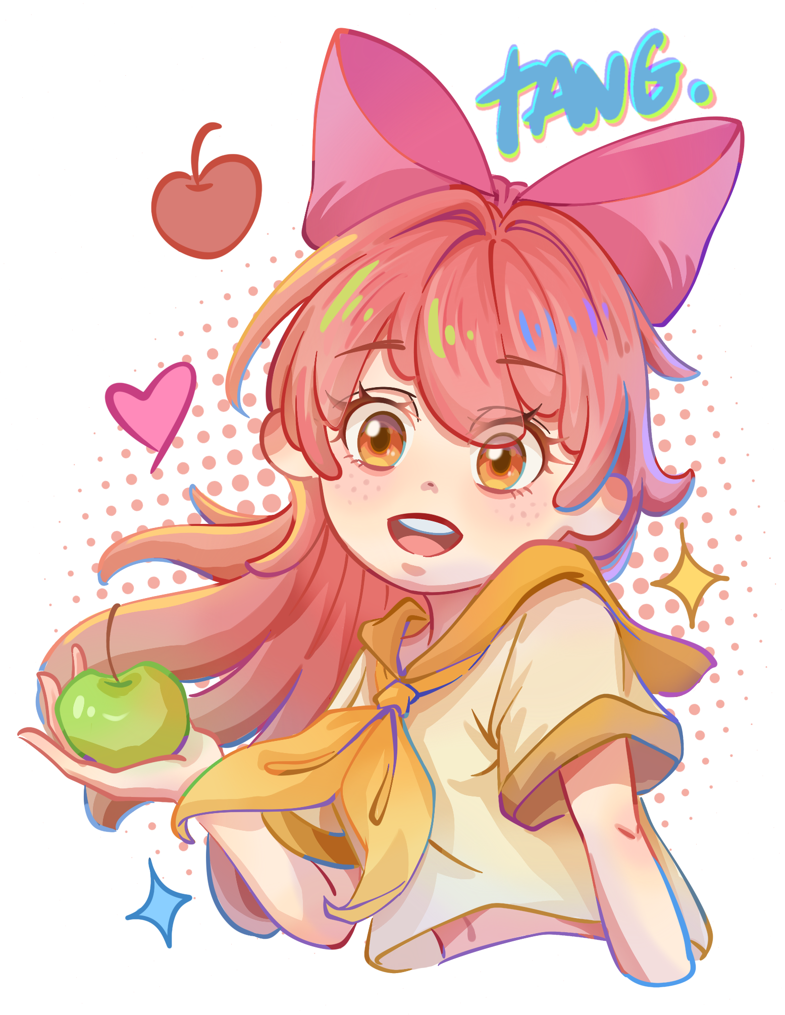 #3470847 - safe, artist:tang, apple bloom, human, g4, :d, apple, belly ...