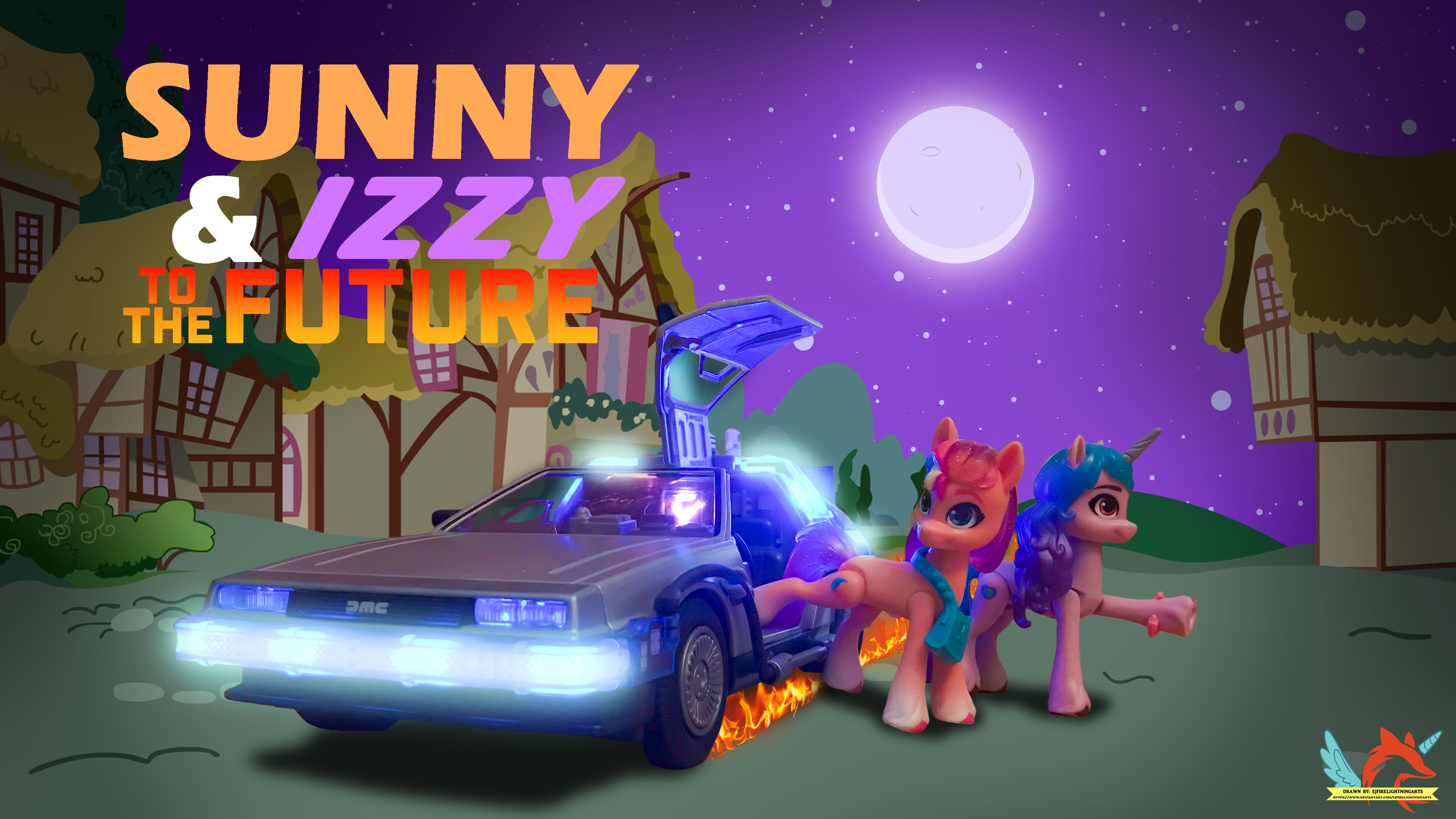 #3470882 - safe, artist:ejlightning007arts, izzy moonbow, sunny ...