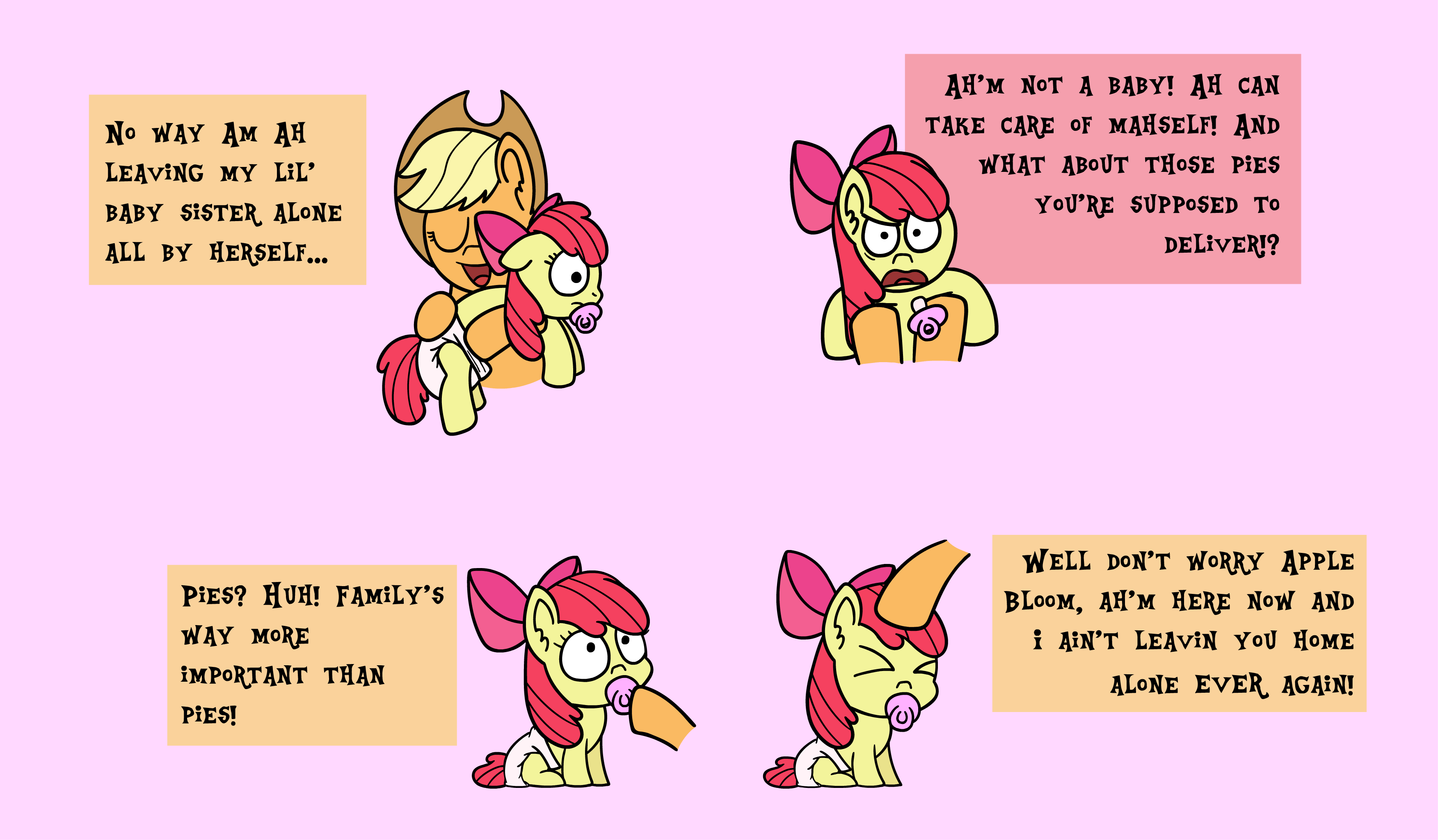 #3473184 - safe, artist:snowflakepone, apple bloom, applejack, earth ...