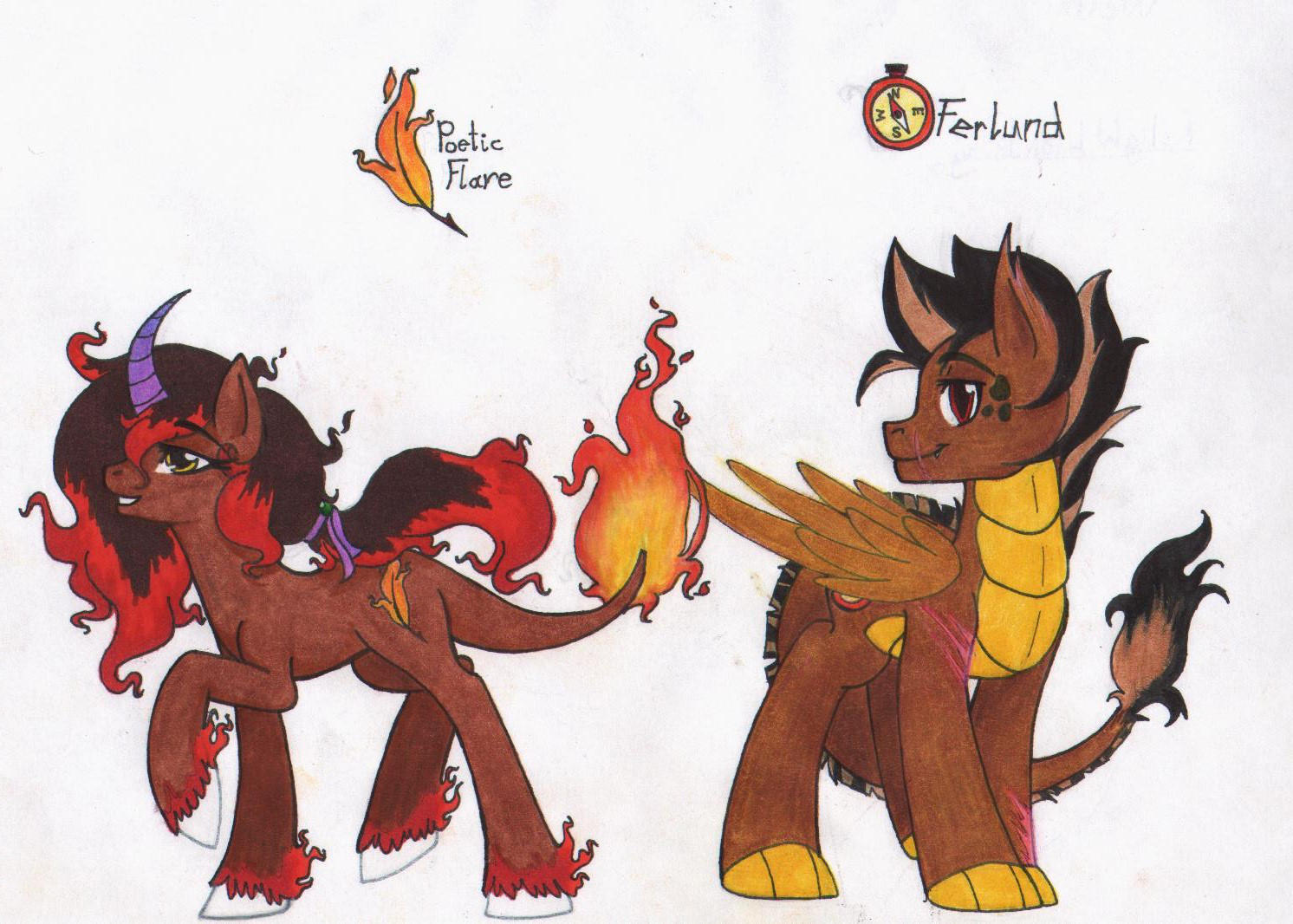 #3475018 - safe, artist:tazzy-girl, oc, oc only, oc:ferlund, oc:poetic flare, dracony, dragon ...