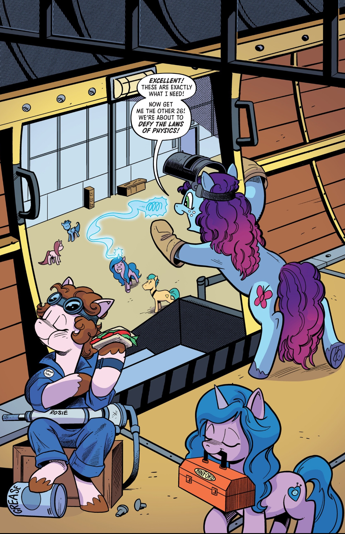 #3476569 - safe, artist:andy price, idw, official comic, hitch trailblazer, izzy moonbow, misty ...