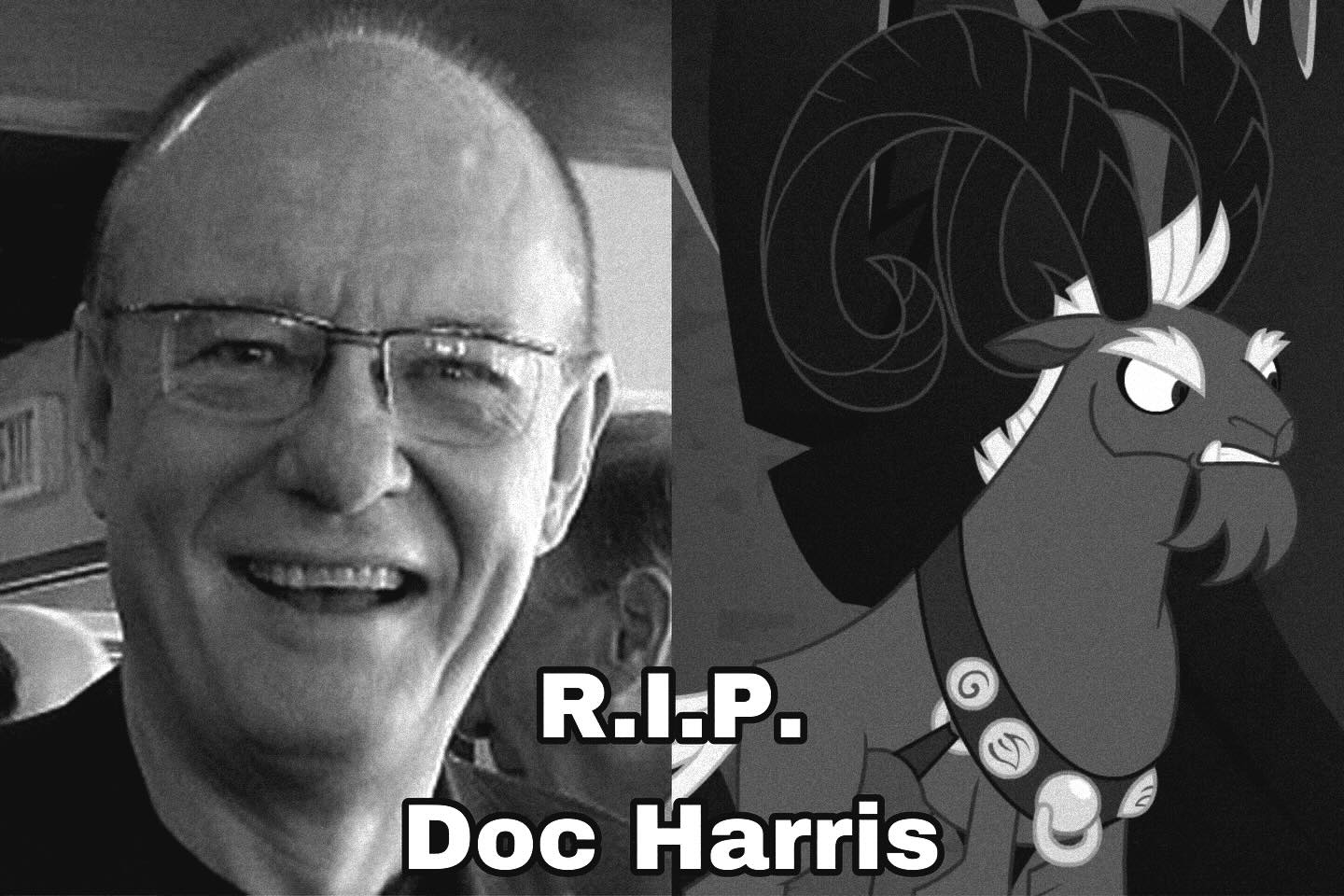 #3476847 - safe, grogar, g4, 2024, black and white, doc harris, grayscale, in memoriam, male ...