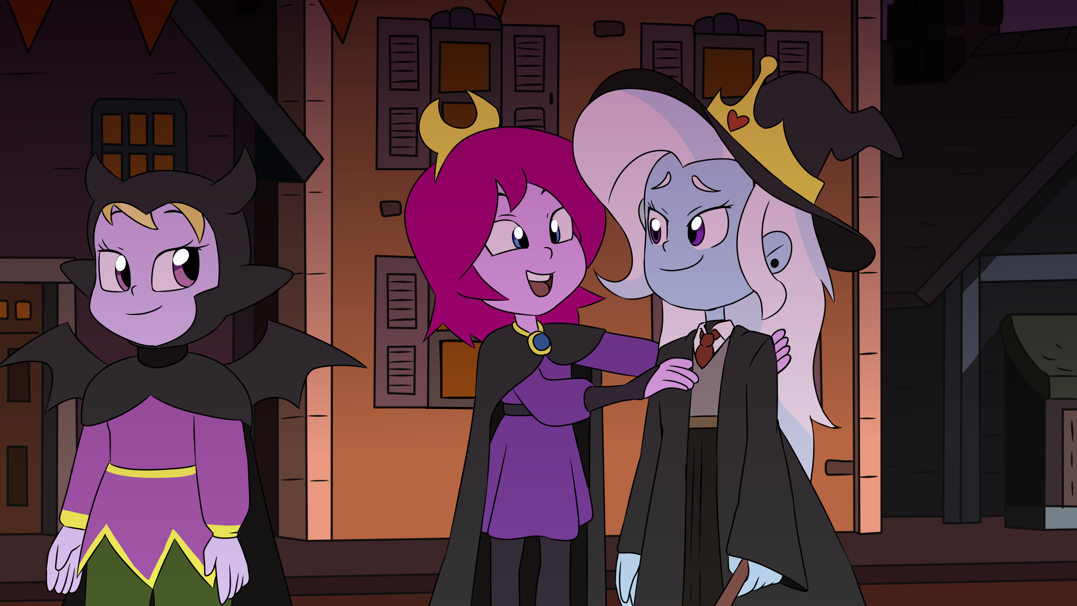 #3477101 - safe, artist:lirudraw, fuchsia blush, lavender lace, trixie ...