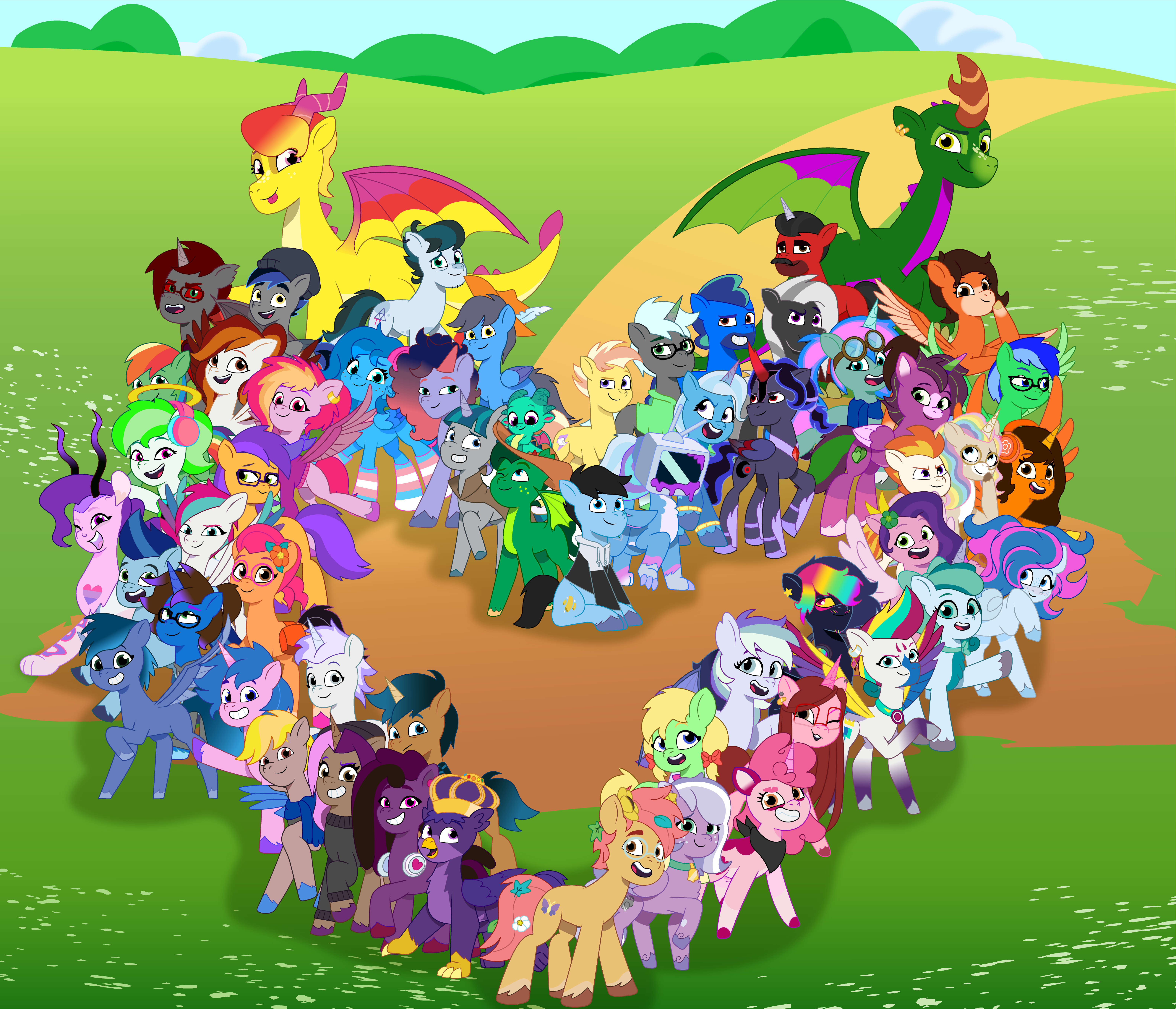 #3457083 - safe, artist:prixy05, luxxe, pipp petals, sparky sparkeroni ...