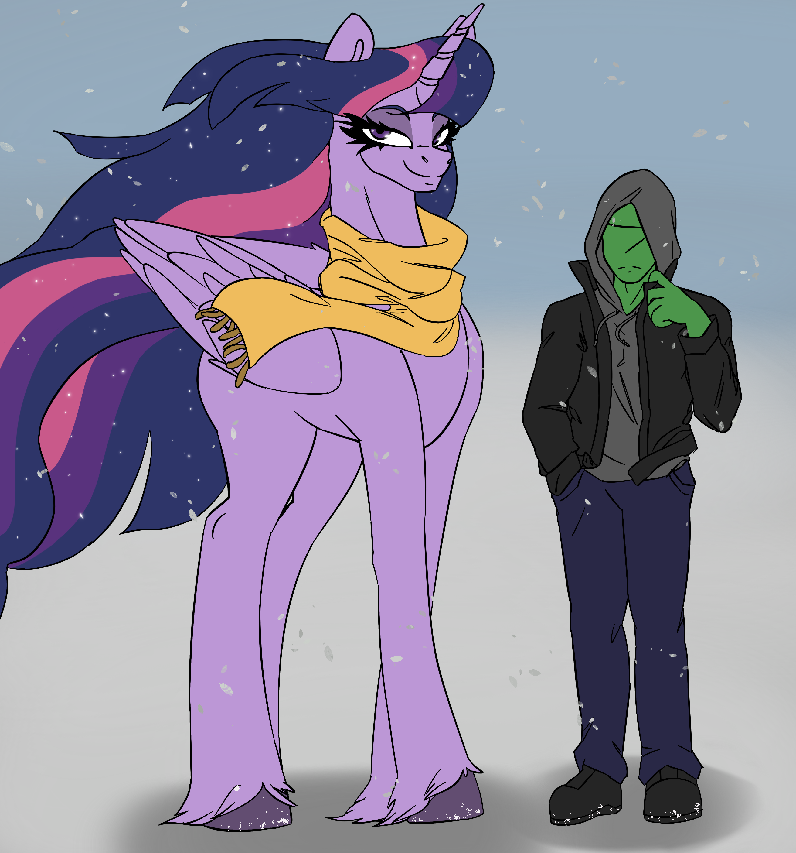 #3458618 - safe, artist:2hrnap, twilight sparkle, oc, oc:anon, alicorn ...
