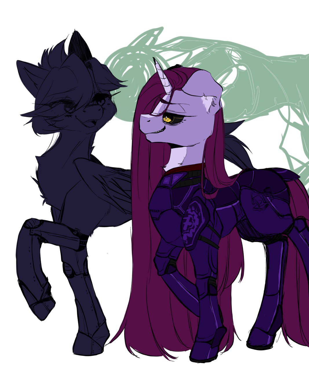 #3459353 - safe, artist:illustra, oc, oc only, oc:choy, oc:moonlight, pegasus, pony, unicorn ...