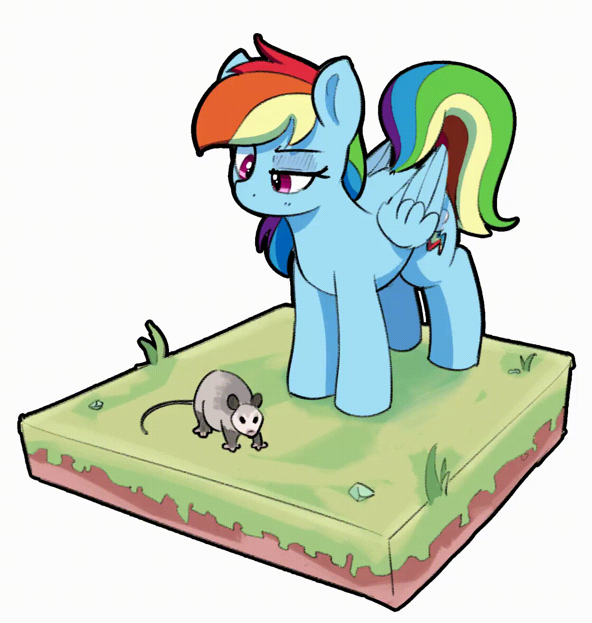 #3485183 - safe, artist:pabbley, rainbow dash, opossum, pegasus, pony ...
