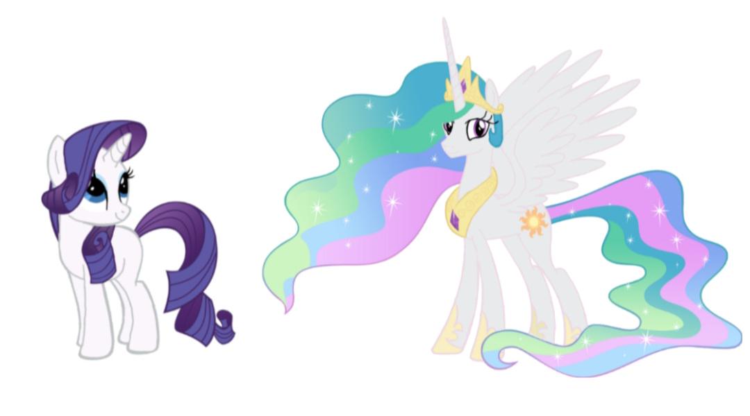 #3485533 - safe, artist:shucku, edit, princess celestia, rarity ...