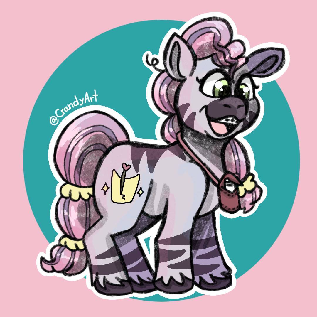 #3487875 - safe, artist:crandyart, skye, zebra, g5, bag, braces ...