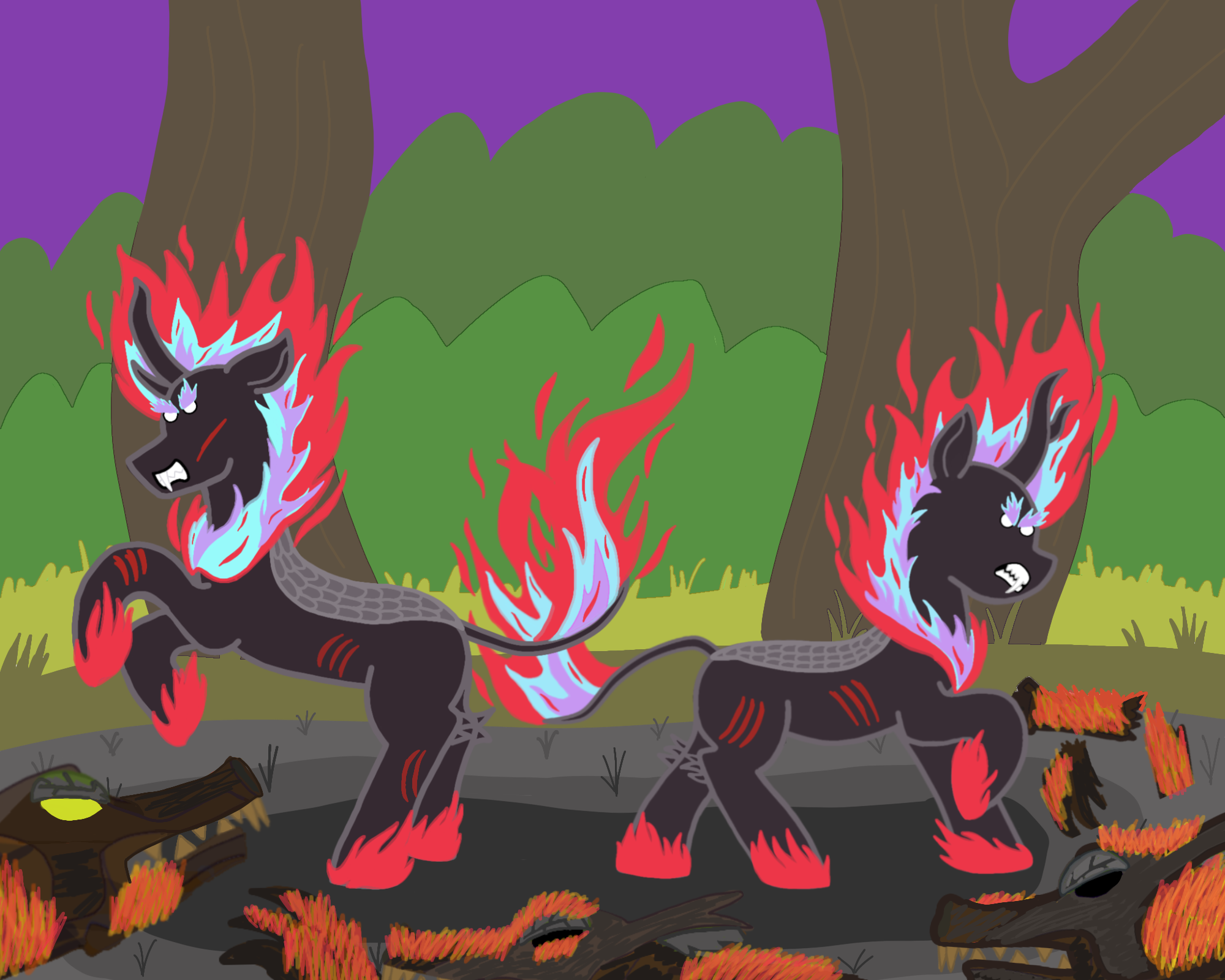 #3488391 - safe, artist:deej, autumn blaze, oc, oc:anon, oc:anon kirin ...