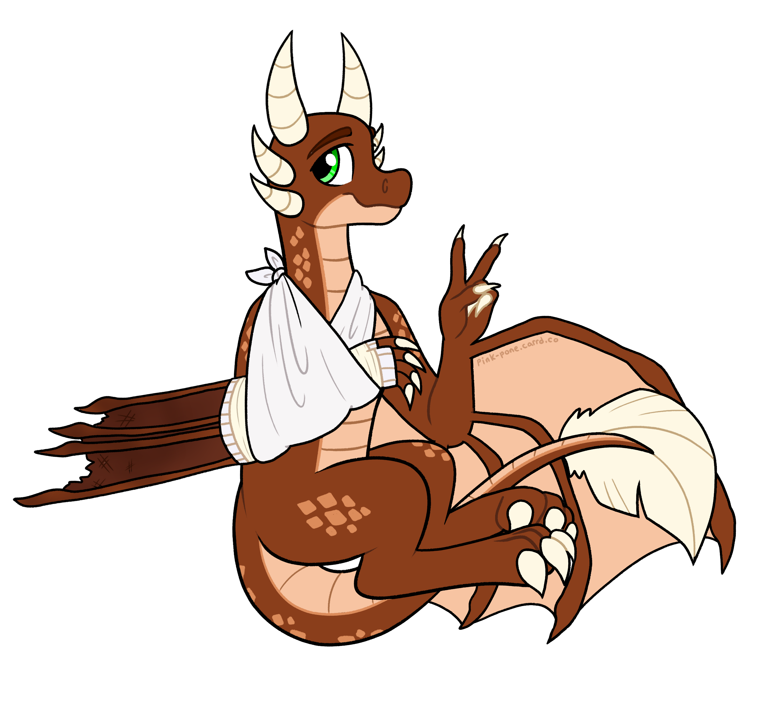 #3488873 - safe, artist:pink-pone, oc, oc:ash, dragon, wyvern, bandage ...