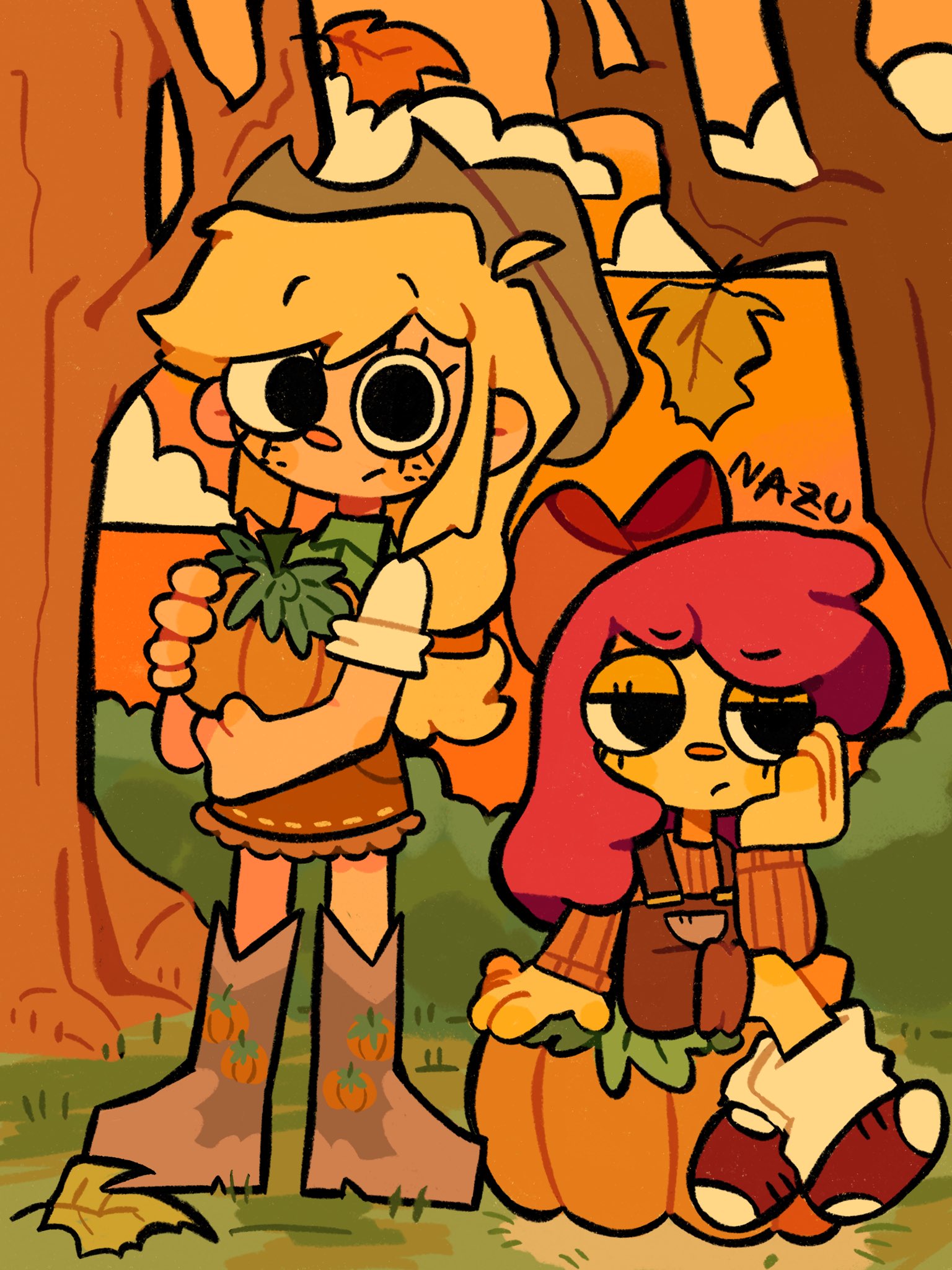 #3478634 - safe, artist:apoponi_happy, apple bloom, applejack, human ...