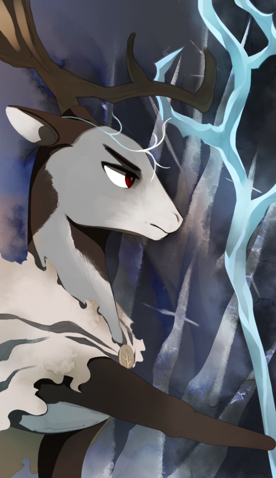 #3479071 - safe, artist:gashiboka, deer, pony, reindeer, everfree tarot ...