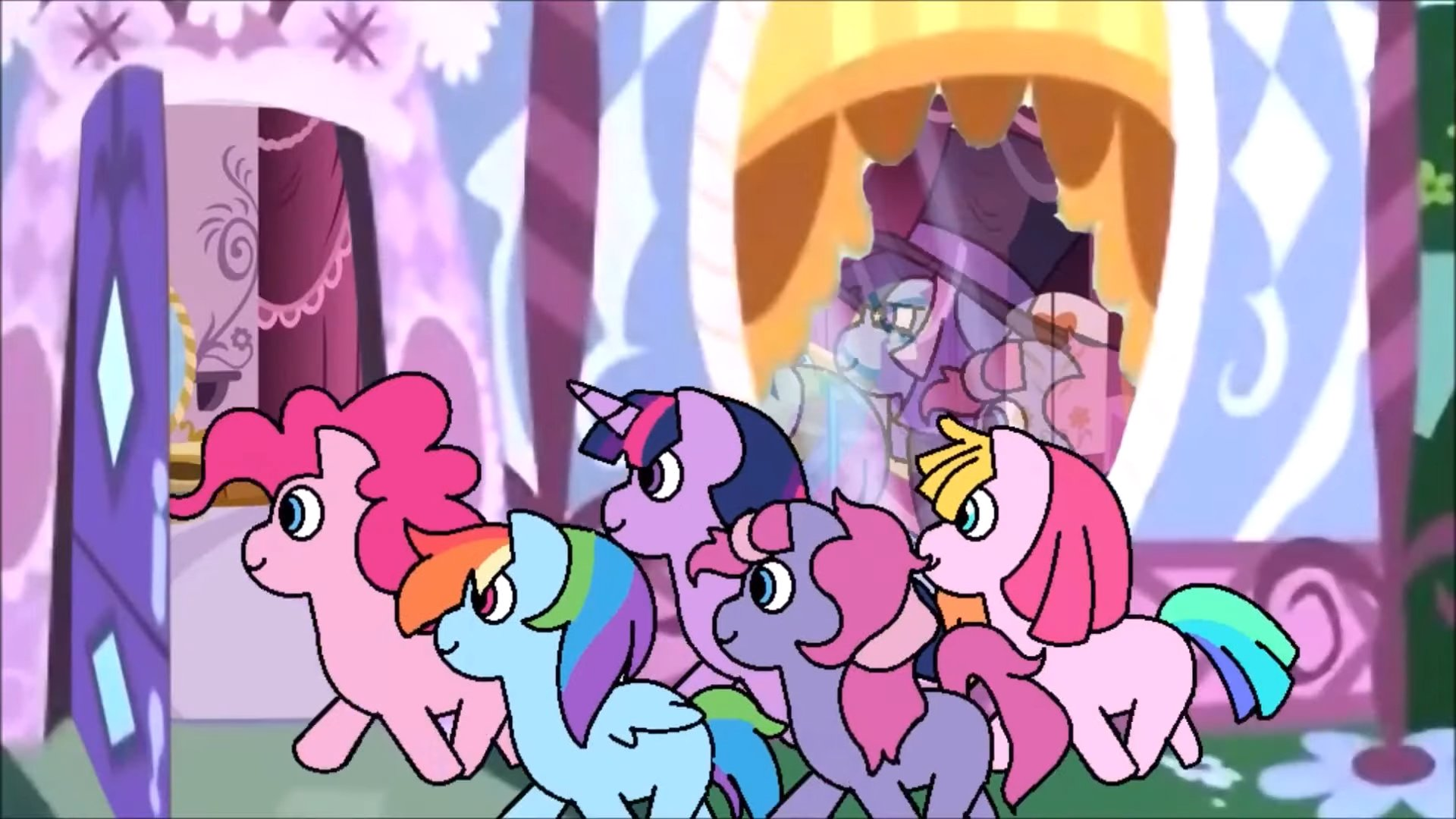 #3493296 - safe, artist:tamers12345, pinkie pie, rainbow dash, starsong ...