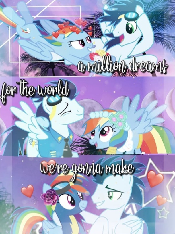 #3493470 - safe, edit, rainbow dash, soarin', pegasus, pony, a ...