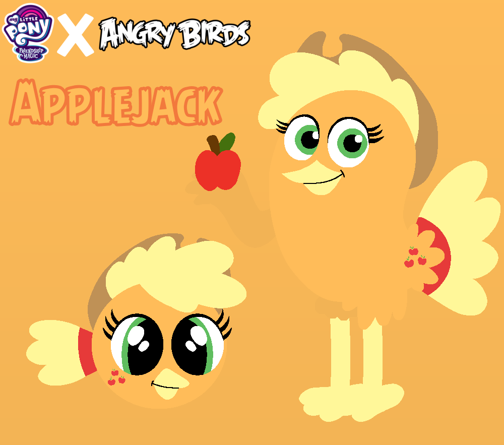 #3493732 - safe, artist:oliviafanxd, applejack, bird, semi-anthro, g4 ...
