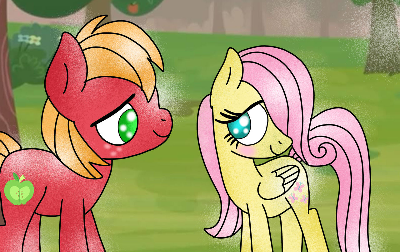 #3494869 - safe, artist:mrsdashskies, big macintosh, fluttershy, earth ...