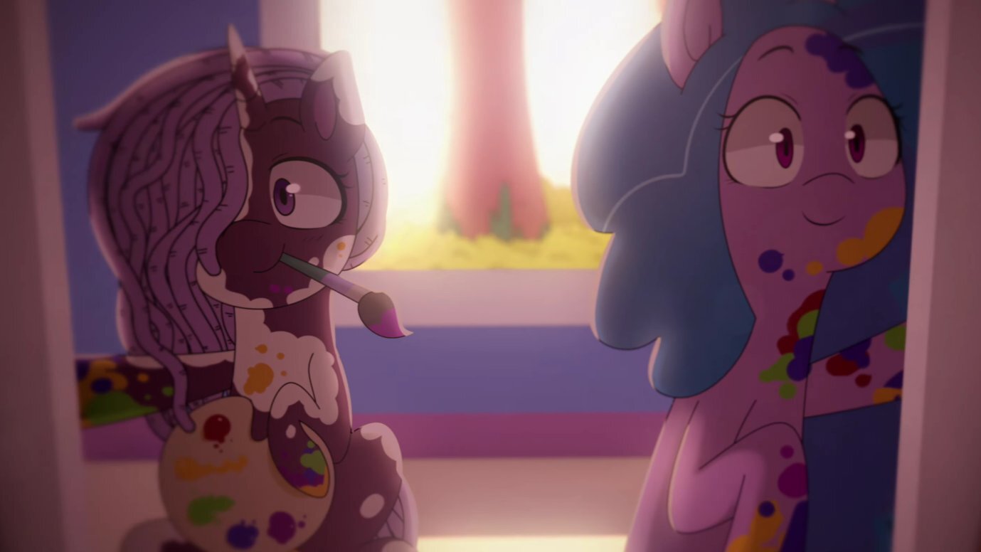 #3495514 - safe, artist:makaryo, izzy moonbow, violette rainbow, pony, unicorn, g5, duo, duo ...