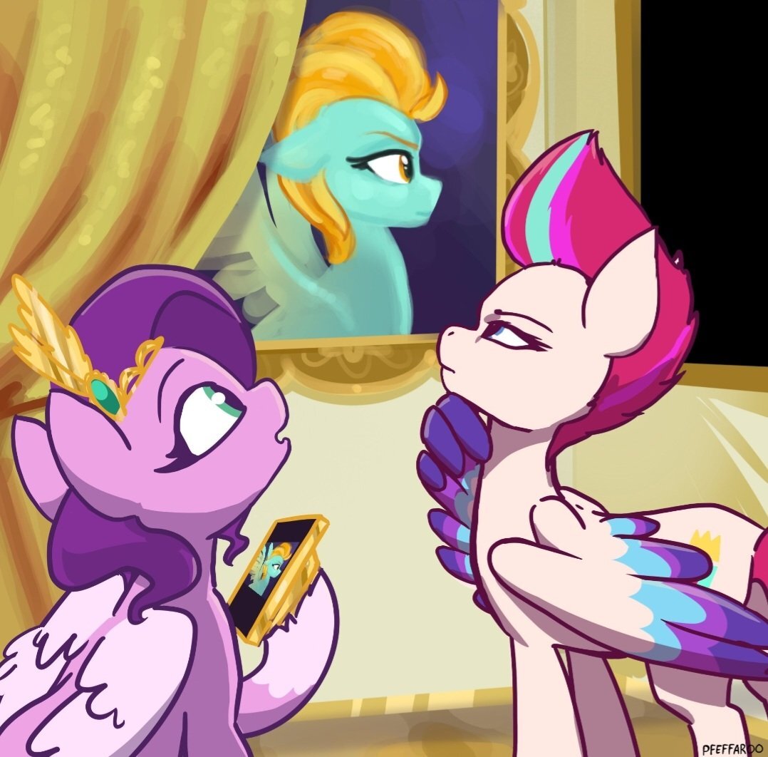 #3497308 - safe, artist:pfeffaroo, lightning dust, pipp petals, zipp storm, pegasus, pony, g4 ...