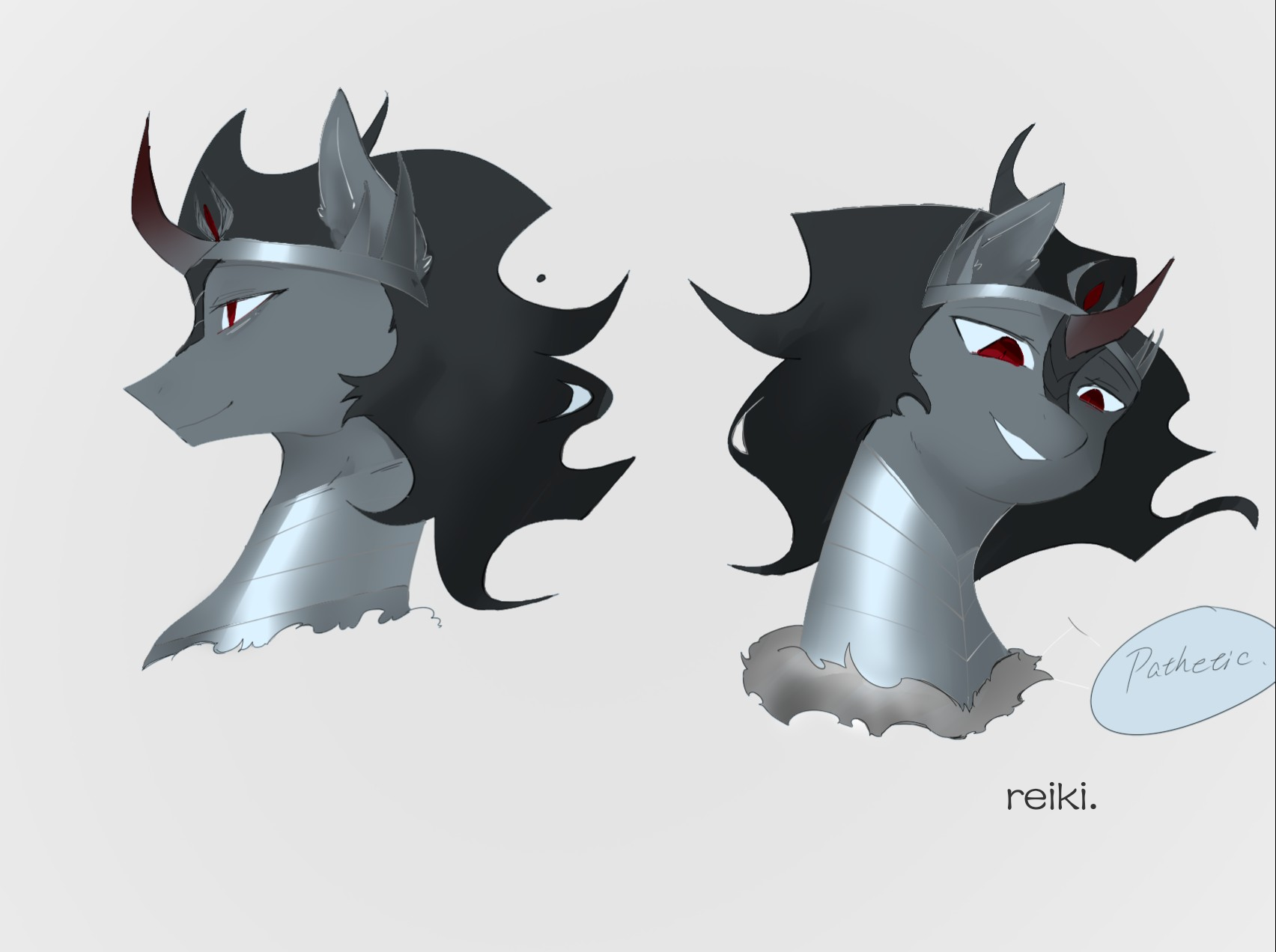 #3498635 - safe, artist:reiki, king sombra, umbrum, g4, looking down ...