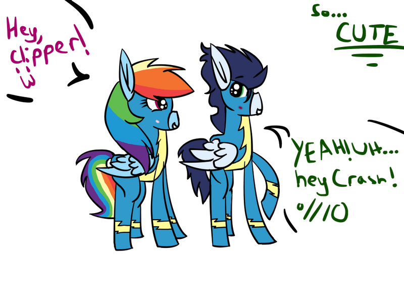 #3498695 - safe, artist:soarindash889, rainbow dash, soarin', pegasus ...