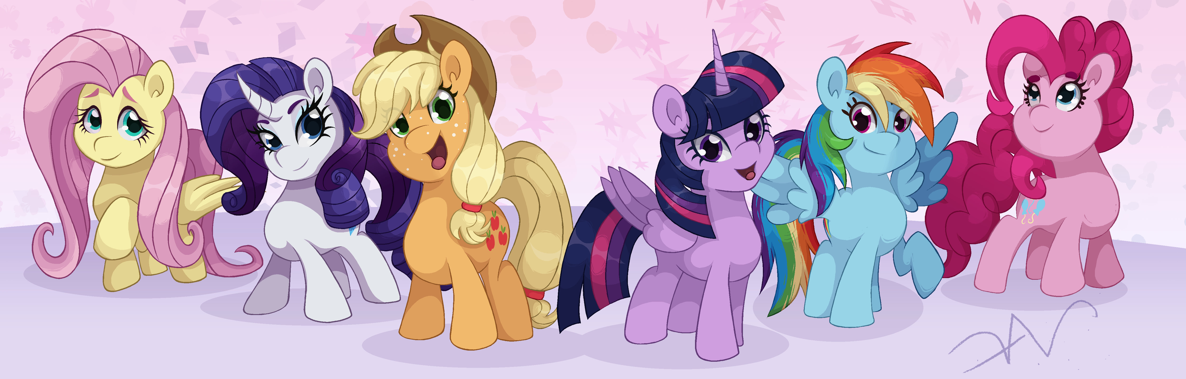 #3480327 - safe, artist:swasfews, applejack, fluttershy, pinkie pie, rainbow dash, rarity ...