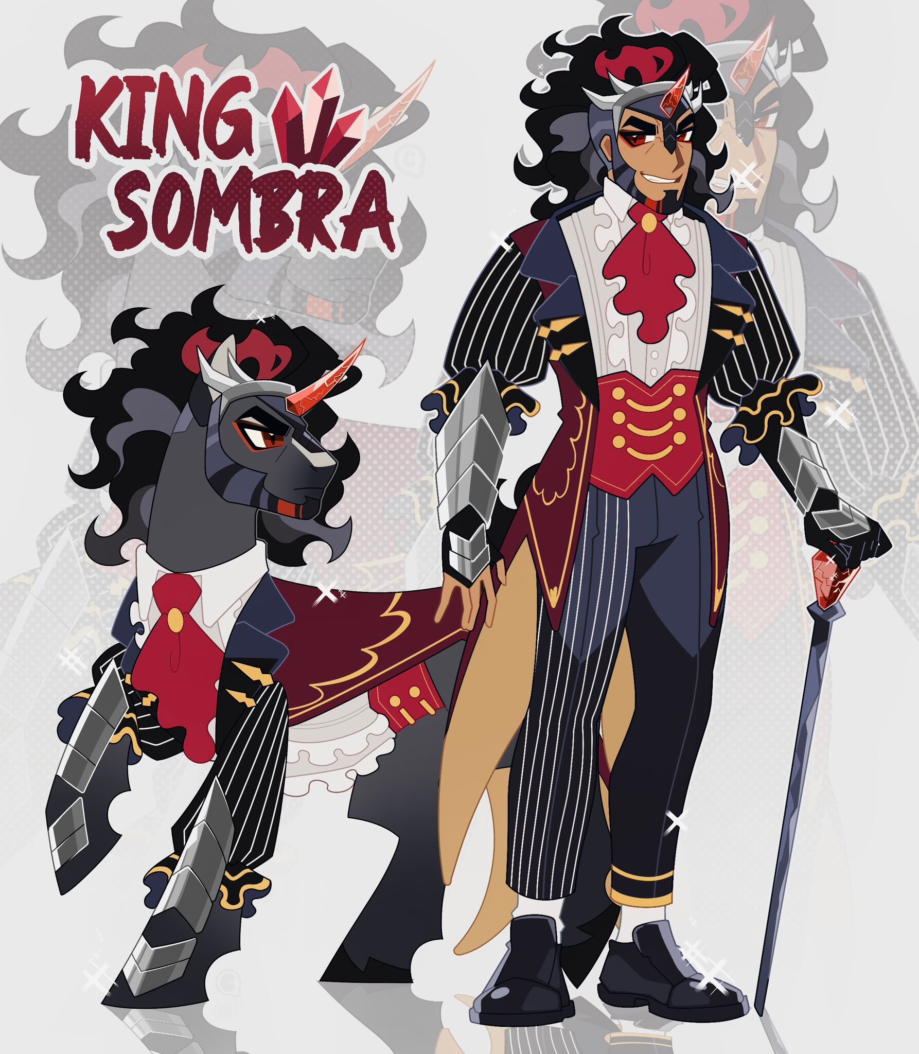 #3483350 - safe, artist:rotten_hyena, king sombra, human, pony, unicorn ...