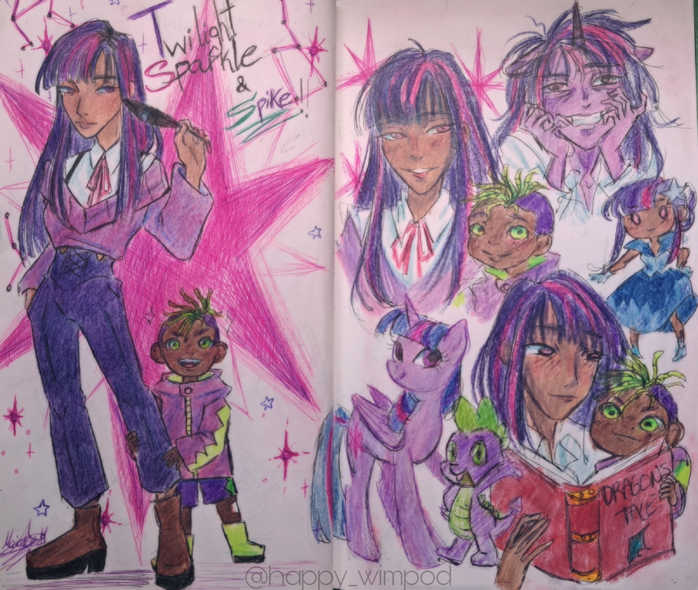 #3499432 - safe, artist:happywimpod, spike, twilight sparkle, alicorn ...