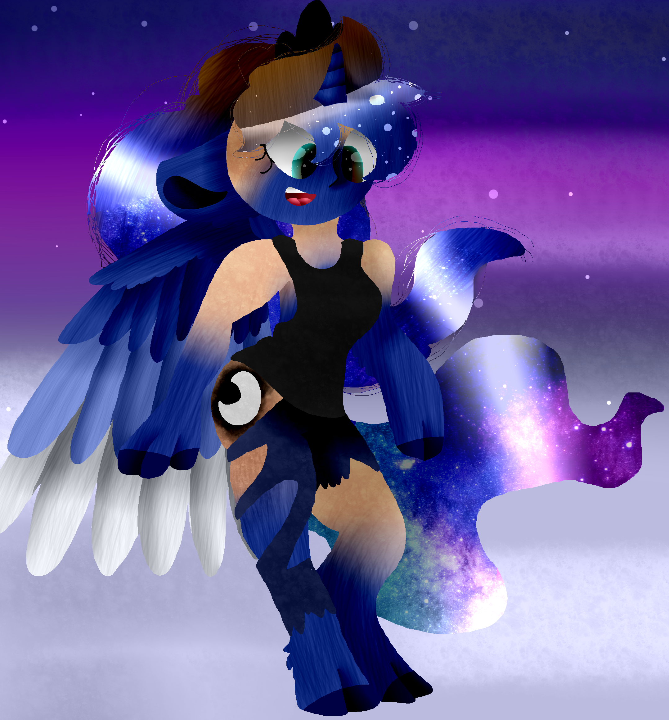 #3505434 - safe, artist:toffee-the-dingo, princess luna, alicorn, human ...