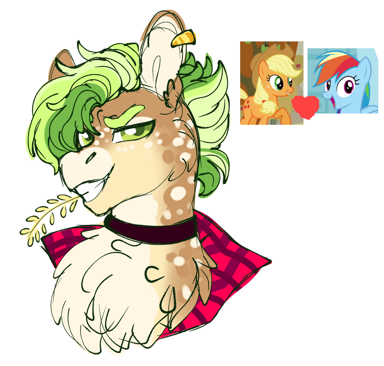 #3506893 - safe, artist:malinraf1615, applejack, rainbow dash, oc, pony ...