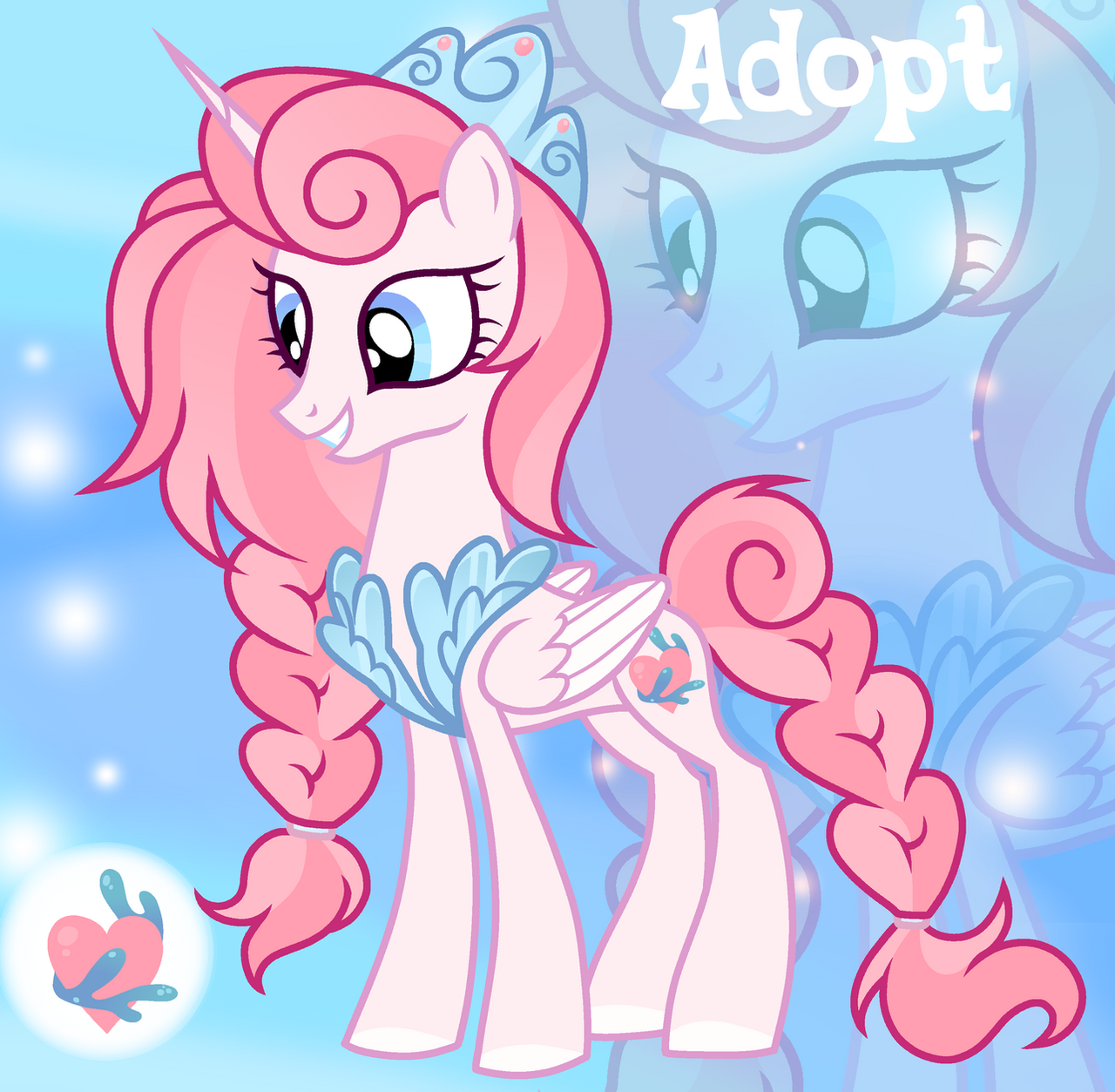 #3507239 - safe, artist:vi45, oc, oc only, alicorn, pony, adoptable, base used, blue eyes, braid ...