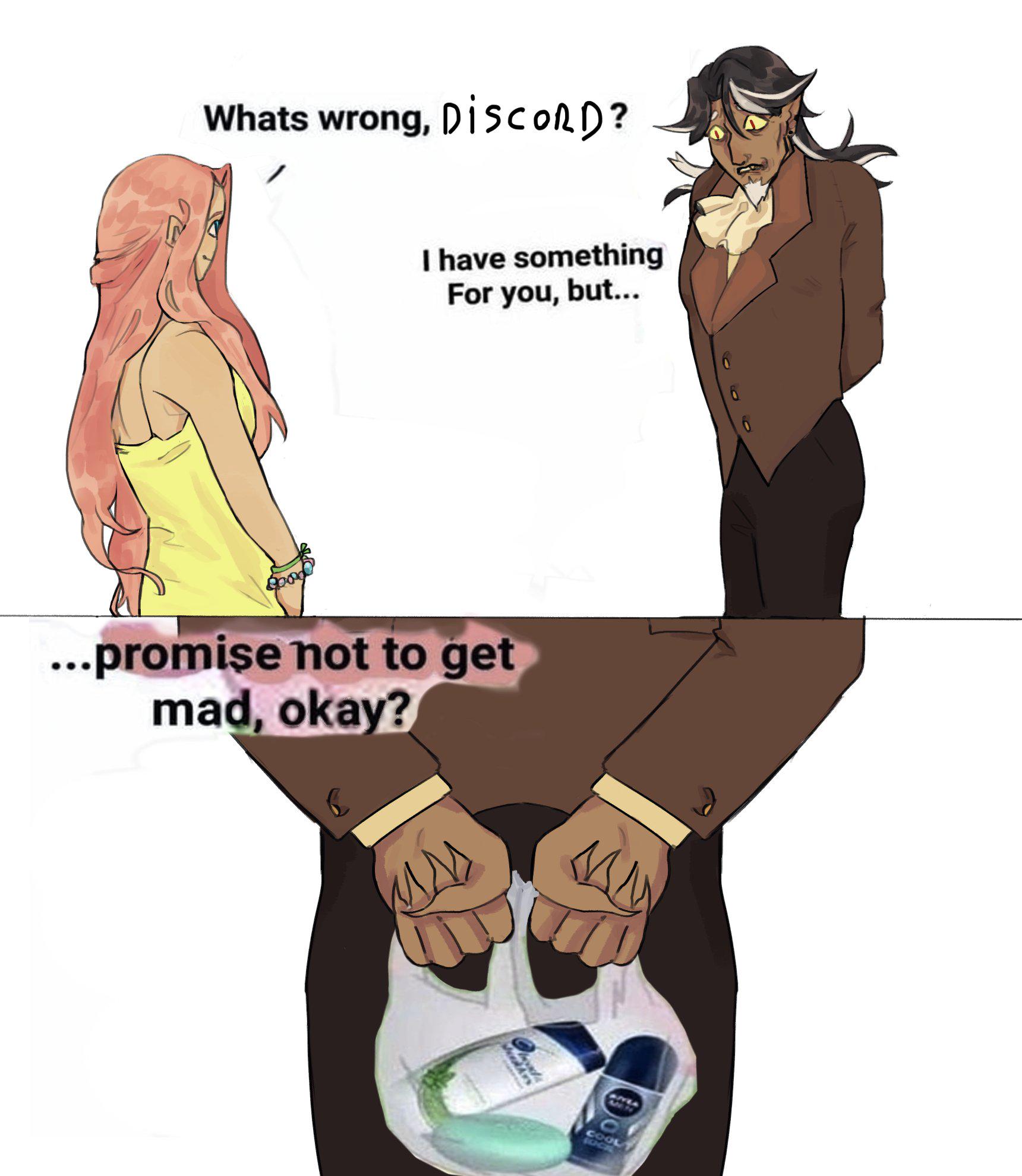 #3510067 - safe, discord, fluttershy, human, g4, bag, cleaning ...